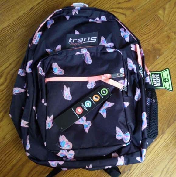 Jansport | Bags | Trans Jansport Supermax Laptop Backpack Butterfly New ...
